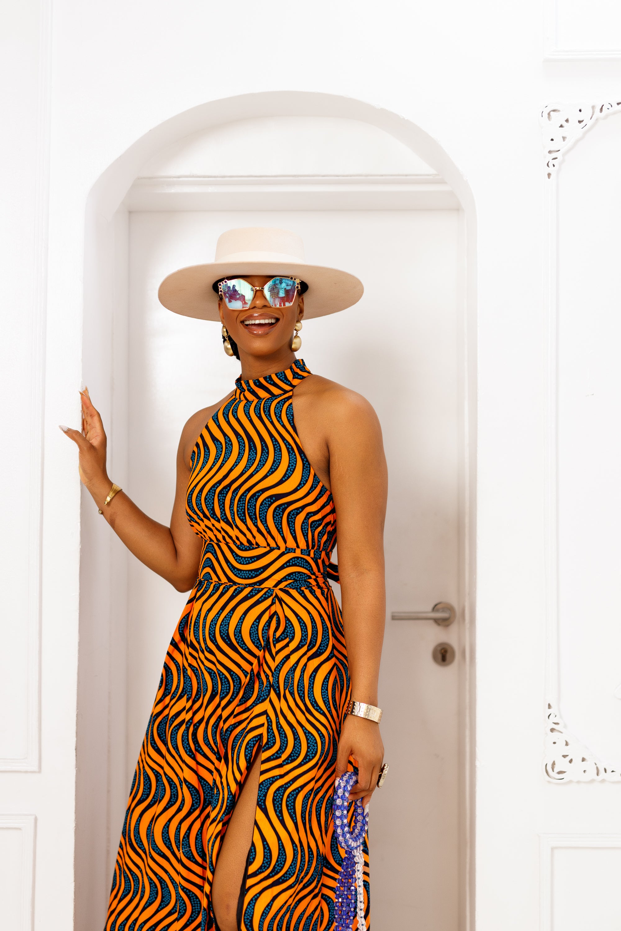NYLA AFRICAN PRINT MAXI DRESS [ORANGE] – MAE OTTI