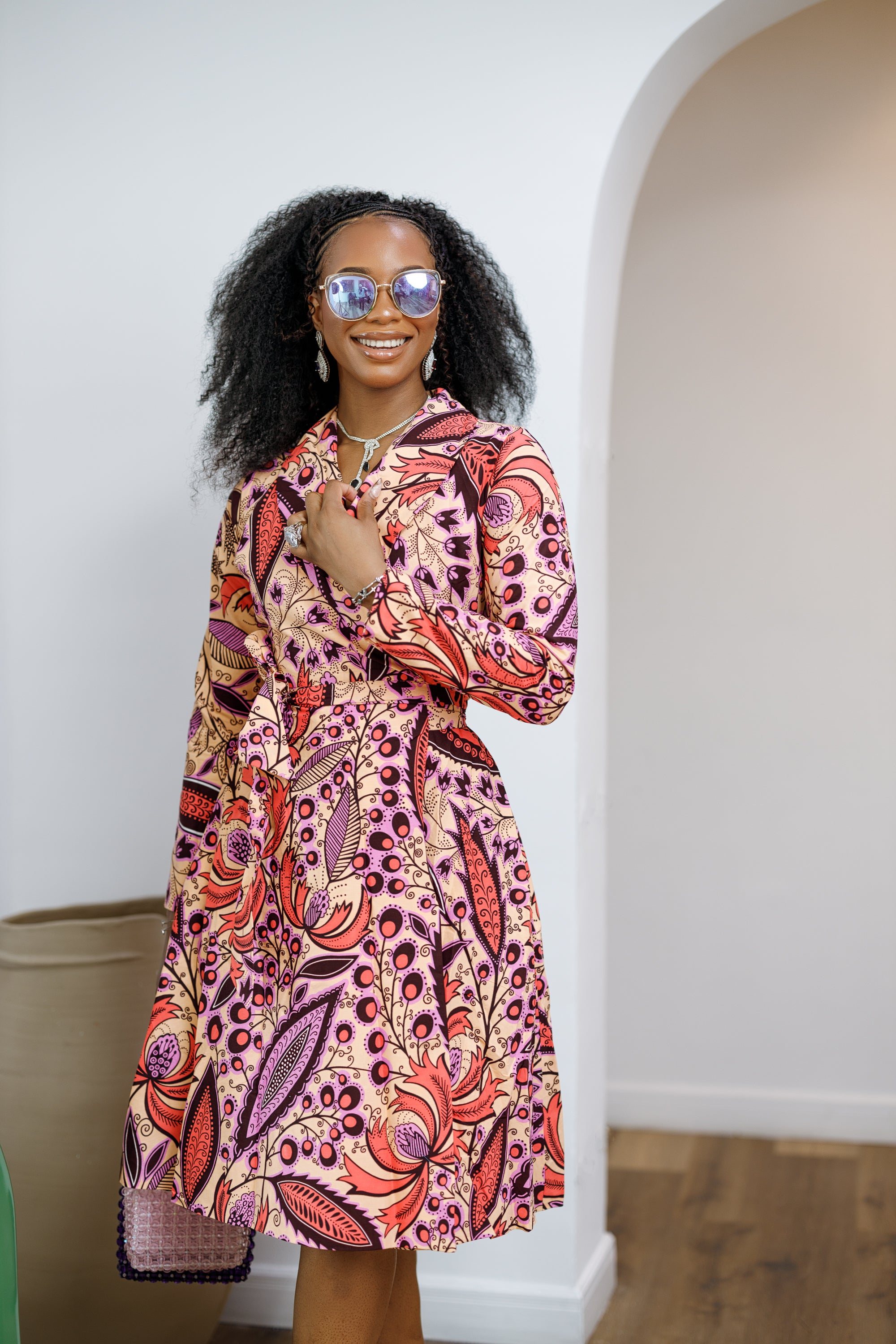DERA AFRICAN PRINT WRAP MIDI DRESS [MULTICOLOR] – MAE OTTI